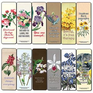 Creanoso Floral Inspirational Sayings Bookmarks (30-Pack) – Stocking Stuffers Gift for Men & Women, Teens – Awesome Bookmark Collection – Book Reading Rewards Incentives – Page Binder