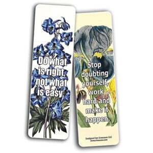 Creanoso Floral Inspirational Sayings Bookmarks (30-Pack) – Stocking Stuffers Gift for Men & Women, Teens – Awesome Bookmark Collection – Book Reading Rewards Incentives – Page Binder