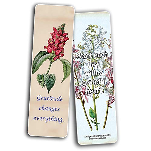 Creanoso Floral Inspirational Sayings Bookmarks (30-Pack) – Stocking Stuffers Gift for Men & Women, Teens – Awesome Bookmark Collection – Book Reading Rewards Incentives – Page Binder