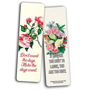 Creanoso Floral Inspirational Sayings Bookmarks (30-Pack) – Stocking Stuffers Gift for Men & Women, Teens – Awesome Bookmark Collection – Book Reading Rewards Incentives – Page Binder