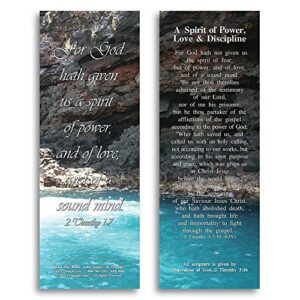 ethought bb-b041-25 2 timothy 1:7 a spirit of power, love and discipline bookmark size bible verse cards (pack of 25), 2″ x 6″