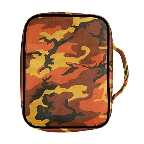 Rnyleeg Orange Camo Bible Bag for Kids, Bible Covers for Men Women, Unique Bible Bags and Totes for Women with Handles,Gifts for Men Women