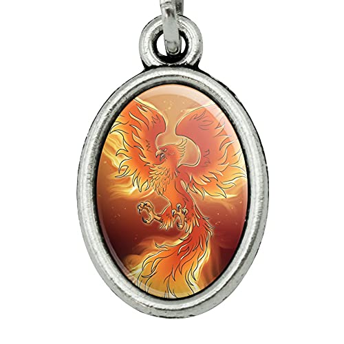 Phoenix Rising from the Flames Metal Bookmark Page Marker with Oval Charm