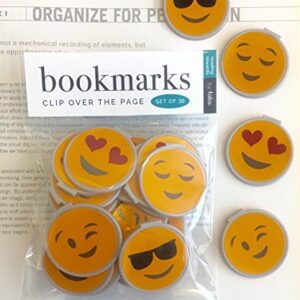 "Clip Over The Page" Emoji Bookmarks - Set of 30 - Emoticon Bulk Bookmarks for Kids Girls Boys Teens. Perfect for Gifts - Student Incentives – Birthday Party Favors – Reading Incentives