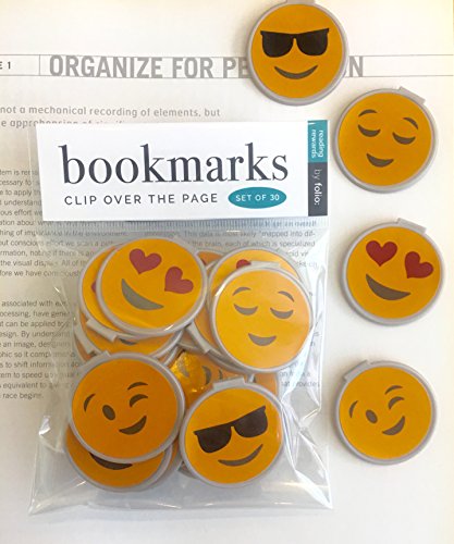 "Clip Over The Page" Emoji Bookmarks - Set of 30 - Emoticon Bulk Bookmarks for Kids Girls Boys Teens. Perfect for Gifts - Student Incentives – Birthday Party Favors – Reading Incentives