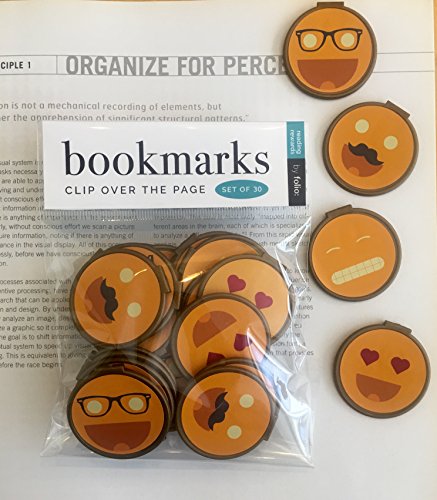 "Clip Over The Page" Emoji Bookmarks - Set of 30 - Emoticon Bulk Bookmarks for Kids Girls Boys Teens. Perfect for Gifts - Student Incentives – Birthday Party Favors – Reading Incentives