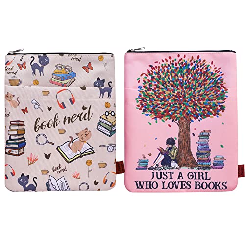 2 Pcs Book Sleeves Book Nerd and Just A Girl Who Loves Books