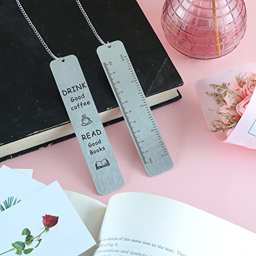 Bookmarks Book Club Gifts for Book Lovers Readers Coffee Lovers Librarian Her Women Men Coworkers Best Friends Metal Bookmarks for Christmas Graduation Thanksgiving