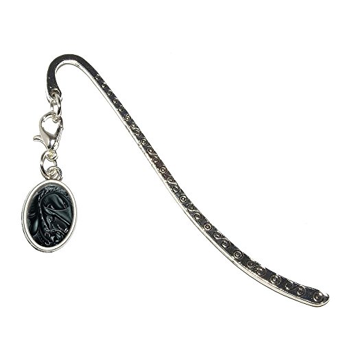 Graphics and More Dragon Black Gray Grey - Fantasy Metal Bookmark Page Marker with Oval Charm