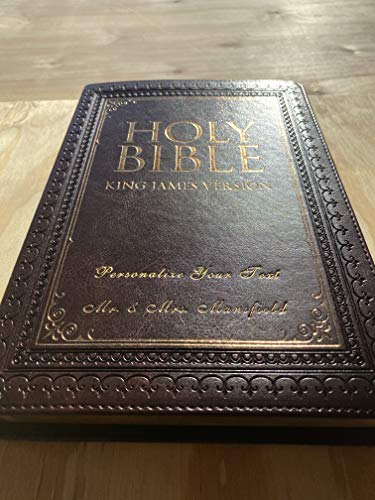 Personalized Bible with Custom Text KJV Thinline Large Print Bible Dark Brown LuxLeather Indexed King James Version Custom Made Gift for Baptism Christenings Birthdays Celebrations