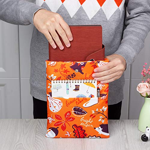 Large Book Sleeve - Fall Pattern - Size 8.5'' x 11'' - Zippered pocket - Book/Planner/Kindle Cover