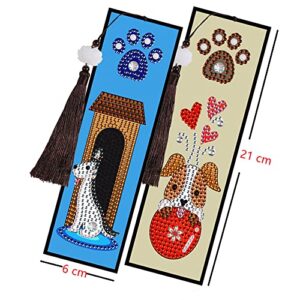 Love Heart Dog Bookmark Diamond Painting - pigpigboss 2 Sets Diamond Painting Bookmark with Tassel Cute House Dog Diamond Painting Bookmark for Adult Kid Graduation Gift (SQ81)