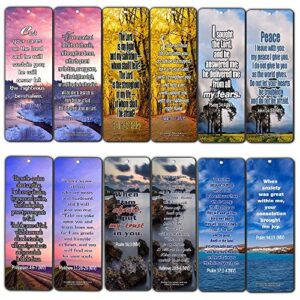 bible verses bookmarks (12-pack) – bible verses to release stress and anxiety – inspirational religious scriptures prayer cards – best encouragement gifts for men women teens kids – church supplies