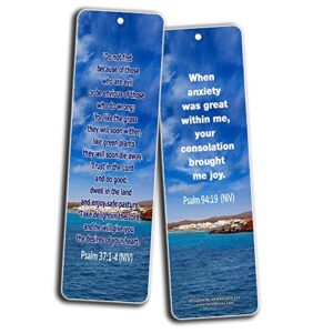 Bible Verses Bookmarks (12-Pack) - Bible Verses to Release Stress and Anxiety - Inspirational Religious Scriptures Prayer Cards - Best Encouragement Gifts for Men Women Teens Kids - Church Supplies