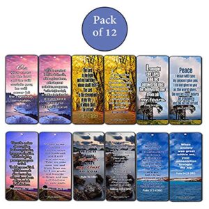 Bible Verses Bookmarks (12-Pack) - Bible Verses to Release Stress and Anxiety - Inspirational Religious Scriptures Prayer Cards - Best Encouragement Gifts for Men Women Teens Kids - Church Supplies