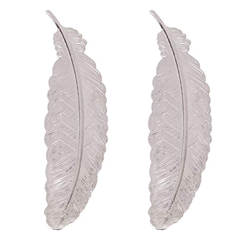 2pcs Feather Metal Bookmark Vintage Classical Delicacy Gifts Silver and Creative