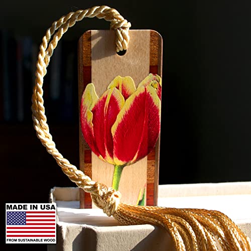 Tulip Art by Christi Sobel on Mitercraft Handmade Wooden Bookmark - Also Available Personalized - Made in USA