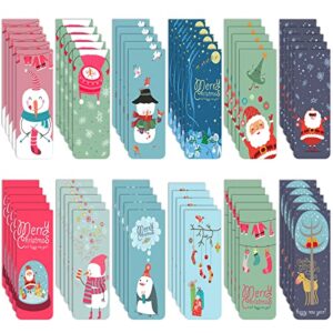 60 pieces christmas magnetic bookmarks cute cartoon santa snowman reindeer pattern bookmarks magnet page marker xmas page clip for kids adults school christmas holidays party present supplies