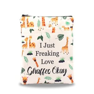 giraffe lovers book sleeve giraffe book cover funny giraffe lady book pouch giraffe keeper book sack giraffe book protector waterproof zipper bff gift (giraffebs)