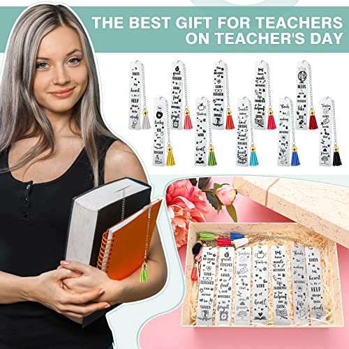 50 Pcs Teacher Metal Bookmarks Teacher Appreciation Bookmark Thank You Teacher Bookmark Page Clips Birthday Graduation Christmas Gifts Bookmark for Teachers Birthday School Office Supplies