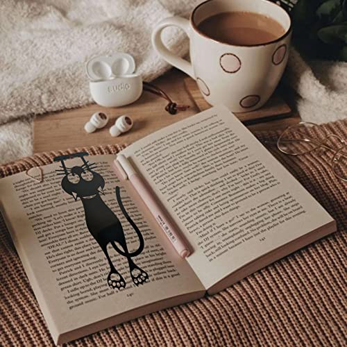 Curious Black Cat Bookmark: Locate Reading Progress with Cute Cat Paws, Reusable Creative Funny Hollow Cat Pattern Hanging Bookmark Page Markers(1pcs)