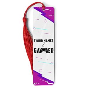 personalized bookmark, customized name gamer, console video game bookmarks, custom metal ruler ornament markers, gifts for book lovers, teen boy girl, women men on birthday christmas day