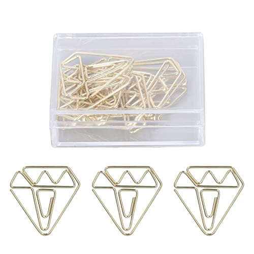 Pssopp 100pcs Gold Creative Shape Paper Clips,Cute Bookmark Marking Clips Diamond Envelope Shape Mini Paper Clips for Office School Home Students Stationery(#2)