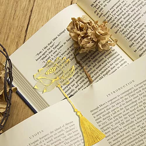 yueton 2PCS Hollow Leaf Bookmark Metal Bookmarks with Tassel Elegant Book Marker for Book Lovers - for Office, School, Home, Library and Bookstore Use