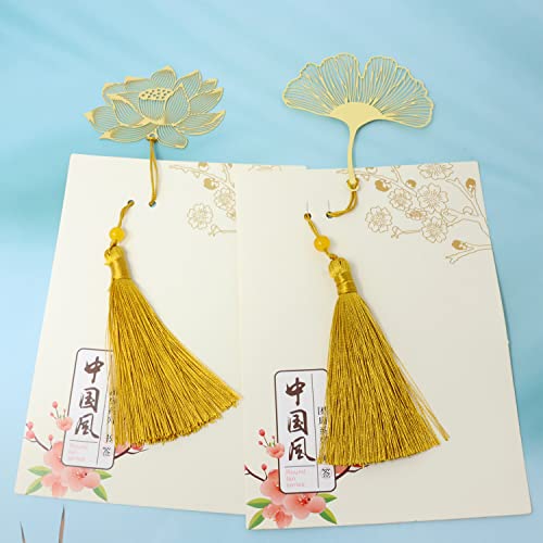 yueton 2PCS Hollow Leaf Bookmark Metal Bookmarks with Tassel Elegant Book Marker for Book Lovers - for Office, School, Home, Library and Bookstore Use