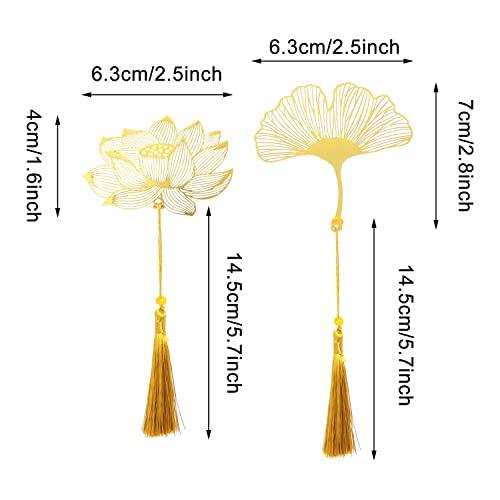 yueton 2PCS Hollow Leaf Bookmark Metal Bookmarks with Tassel Elegant Book Marker for Book Lovers - for Office, School, Home, Library and Bookstore Use