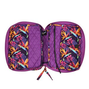 Quilted Cotton Bible Cover Bag for Women Size 9.25x6.69x2.48" Book Cover Case Bible Holder Church Bag Purple Floral Pattern with Handle and Big Pocket (S4-M)