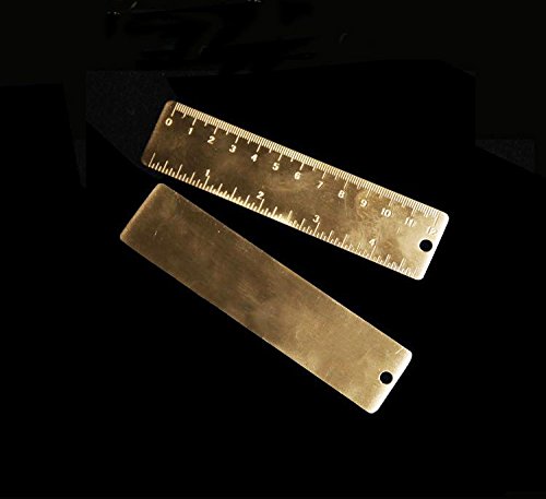 Juland 2PCS Gold Brass Ruler Handy Straight Ruler Vintage Metal Copper Bookmark Cm Inch Dual Scale Engraved 4.72" / 12cm