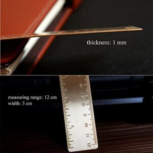 Juland 2PCS Gold Brass Ruler Handy Straight Ruler Vintage Metal Copper Bookmark Cm Inch Dual Scale Engraved 4.72" / 12cm