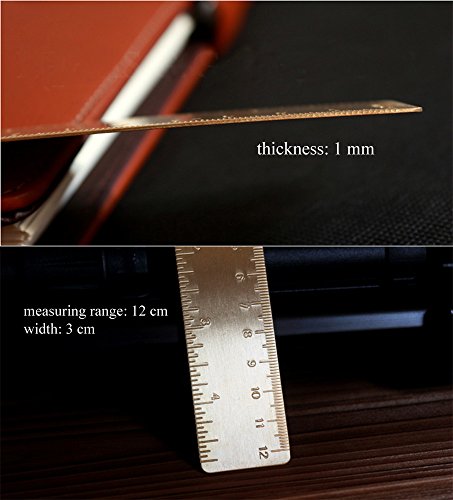 Juland 2PCS Gold Brass Ruler Handy Straight Ruler Vintage Metal Copper Bookmark Cm Inch Dual Scale Engraved 4.72" / 12cm