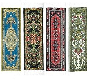 Oriental Carpet Woven Fabric Bookmark - 6 Bookmark Design Collection - Set #2 Beautiful, Elegant, Cloth Bookmarks! Best Gifts & Stocking Stuffers for Men,Women,Teachers & Librarians!