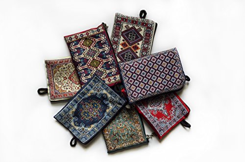 Oriental Carpet Woven Fabric Bookmark - 6 Bookmark Design Collection - Set #2 Beautiful, Elegant, Cloth Bookmarks! Best Gifts & Stocking Stuffers for Men,Women,Teachers & Librarians!