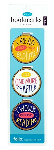 Just Clip it! Quote Bookmarks - (Set of 3 clip over the page markers). Funny Bookmark Set - Ideal for Bookworms of all ages. Adults Men Women Teens & Kids love our fun Domed Designs!