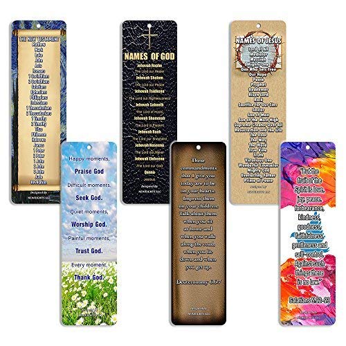 Christian Bookmarks Cards - Books of The Bible Bookmarks (60 Pack) - Collection & Gift with Inspirational Motivational Encouraging Scripture Based Messages