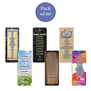 Christian Bookmarks Cards - Books of The Bible Bookmarks (60 Pack) - Collection & Gift with Inspirational Motivational Encouraging Scripture Based Messages