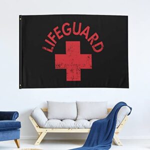 Lifeguard Banner Flag Decorations for Indoor Outdoor Garden Yard Flags Funny Graphic 3x5 4x7 Ft 35x59 in