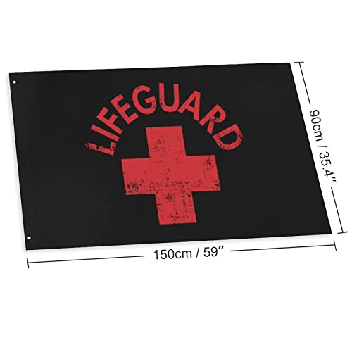 Lifeguard Banner Flag Decorations for Indoor Outdoor Garden Yard Flags Funny Graphic 3x5 4x7 Ft 35x59 in