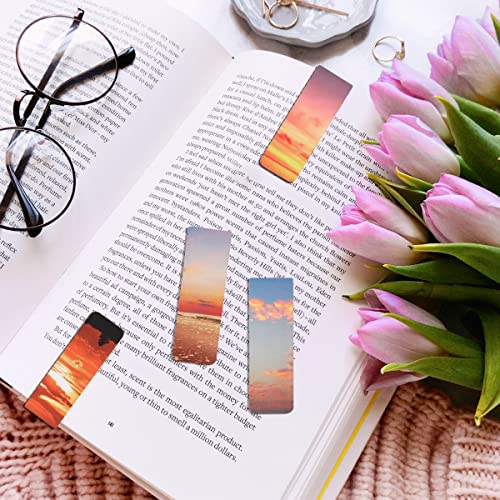 MWOOT 30Pcs Sunset and Cloud Magnetic Bookmarks, Magnet Page Markers Kit for Reading Lovers, Sky Magnetic Page Clips Marcapaginas Magnetico for Kids Students School Reading Supplies (15 Styles, 6x2CM)