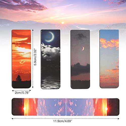 MWOOT 30Pcs Sunset and Cloud Magnetic Bookmarks, Magnet Page Markers Kit for Reading Lovers, Sky Magnetic Page Clips Marcapaginas Magnetico for Kids Students School Reading Supplies (15 Styles, 6x2CM)