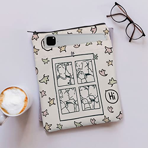 MAOFAED Hi Hi Leaves Book Sleeve Book Lover Gift Book Protector Gift Book Sleeve with Zipper Bookish Gift (hi hi Book Sleeve)