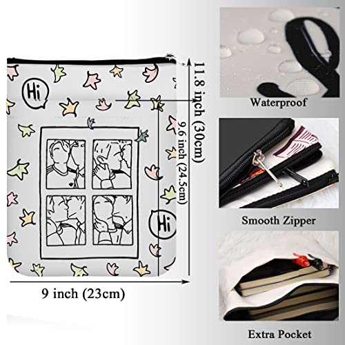 MAOFAED Hi Hi Leaves Book Sleeve Book Lover Gift Book Protector Gift Book Sleeve with Zipper Bookish Gift (hi hi Book Sleeve)