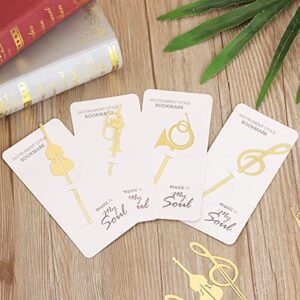 ARFUKA 4pcs Bookmarks Cute Gold Musical Instruments Metal Book Markers Bookmark Page Markers for Books Paper Clips Office School Supplies Stationery Gift Set