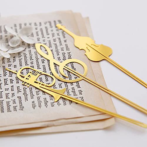 ARFUKA 4pcs Bookmarks Cute Gold Musical Instruments Metal Book Markers Bookmark Page Markers for Books Paper Clips Office School Supplies Stationery Gift Set