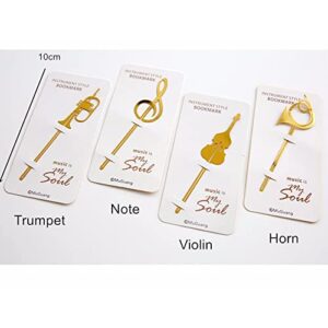 ARFUKA 4pcs Bookmarks Cute Gold Musical Instruments Metal Book Markers Bookmark Page Markers for Books Paper Clips Office School Supplies Stationery Gift Set