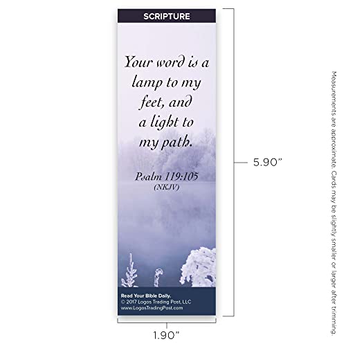 Christian Bookmark with Bible Verse, Pack of 25, Scripture Themed, Your Word is a Lamp to my Feet, Psalm 119:105