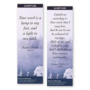 Christian Bookmark with Bible Verse, Pack of 25, Scripture Themed, Your Word is a Lamp to my Feet, Psalm 119:105